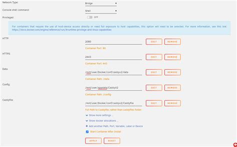 caddy server install issues r unraid