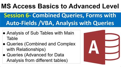 Ms Access Basics To Advancedsession 6 Advanced Forms Analysis With Queries Vba Access