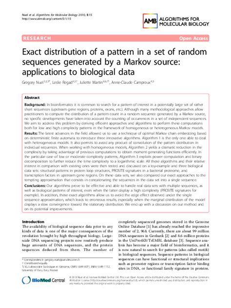 pdf exact distribution of a pattern in a set of random sequences