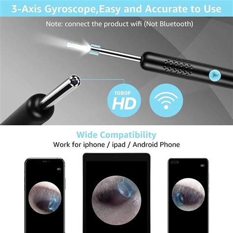 Wireless Ear Wax Removal Camera Kit 1080p Fhd Endoscope Otoscope With