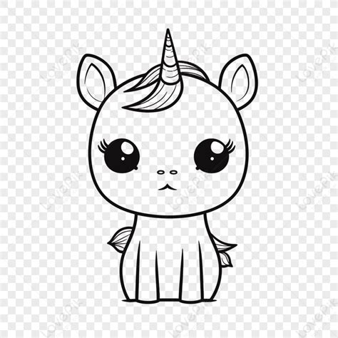 큰 귀 개요 스케치와 귀여운 애니메이션 만화 유니콘 그리기 벡터 선 그리기 두꺼운 선 Png 일러스트 무료 다운로드 Lovepik