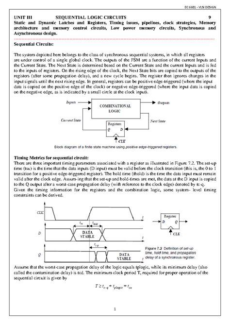 Vlsi Unit3 Notes Unit Iii Sequential Logic Circuits 9 Static And Dynamic Latches And Registers