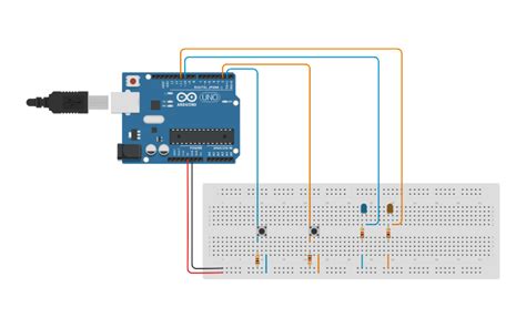 Circuit Design Using Push Buttons Tinkercad
