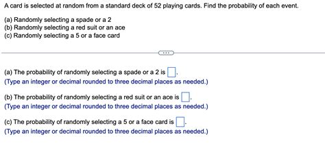 Solved A Card Is Selected At Random From A Standard Deck Of
