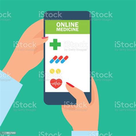 주문 온라인 의학 에 스마트 폰 응용 프로그램 스톡 일러스트 개념에 대한 스톡 벡터 아트 및 기타 이미지 개념 건강 진단