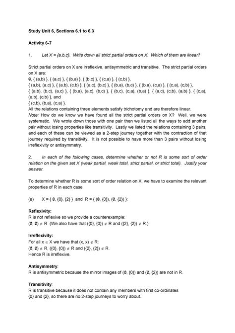 Study Unit 6 Activity 6 7 Study Unit 6 Sections 6 To 6 Activity 6 Let X A B C Write