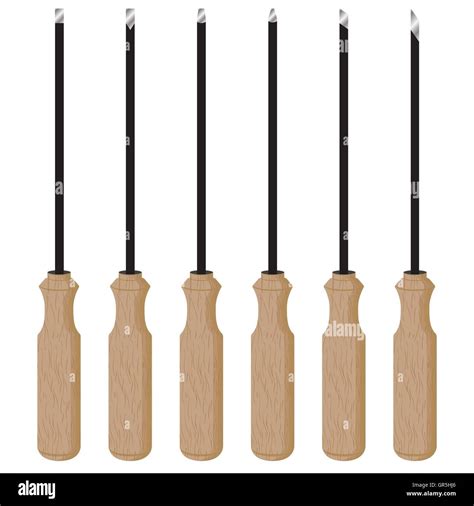 Chisel Vector Isolated White Handle Work Metal Wood Equipment Steel Tool Instrument