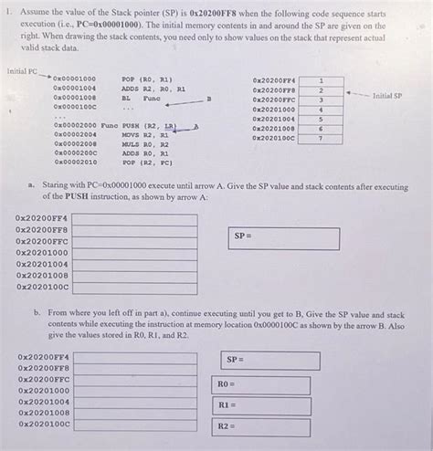 solved 1 assume the value of the stack pointer sp is