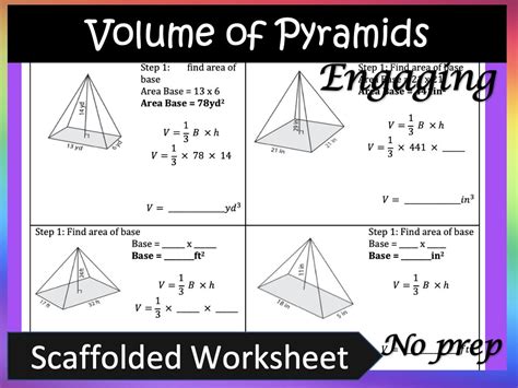 Volume Of Triangular Pyramids Worksheet Surface Area And Volume