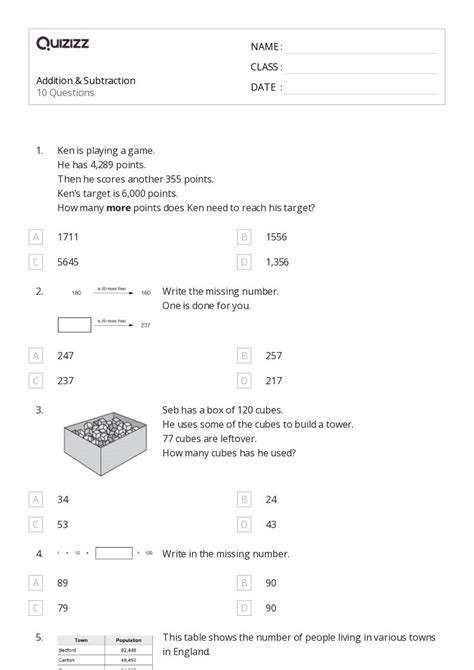 Addition And Subtraction Within 1000 Worksheets Free Worksheets Printable