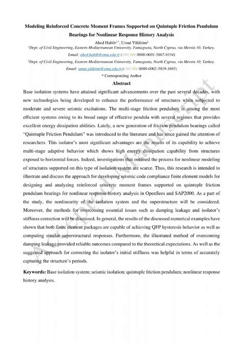 pdf modeling reinforced concrete moment frames supported on quintuple