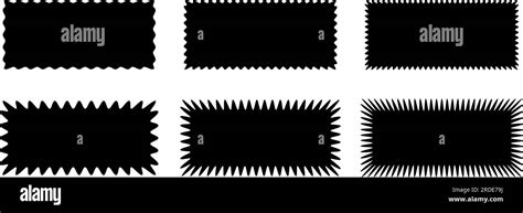 Zig Zag Edge Rectangle Shape Collection Jagged Rectangular Elements Set Black Graphic Design