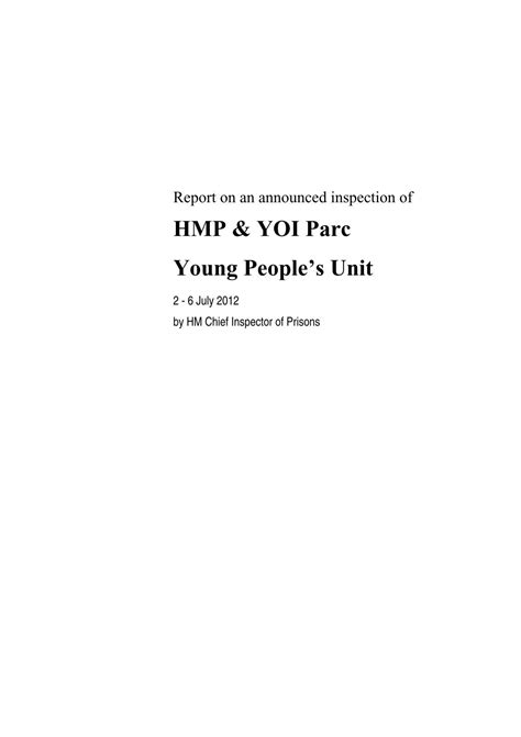 Report On An Announced Inspection Of Hmp And Yoi Parc Young
