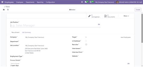 Job Positions In Odoo 16 Employees App Odoo V16 Community Edition Book