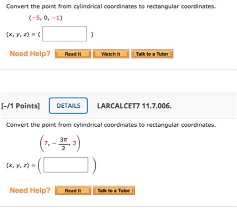 Solved Convert The Point From Cylindrical Coordinates To