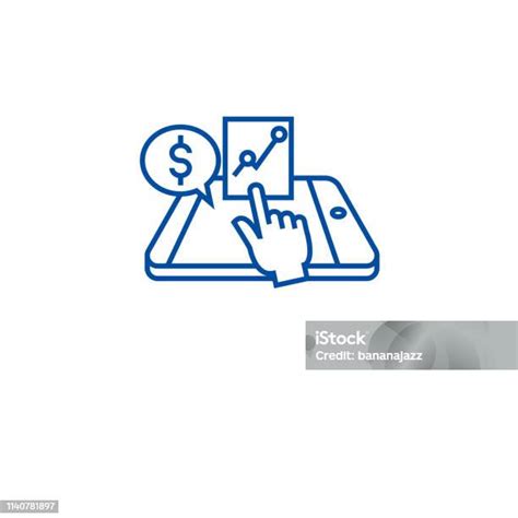 모바일 뱅킹 라인 아이콘 개념입니다 모바일 뱅킹 평면 벡터 기호 기호 개요 그림 개념에 대한 스톡 벡터 아트 및 기타 이미지 개념 구매 금융 Istock