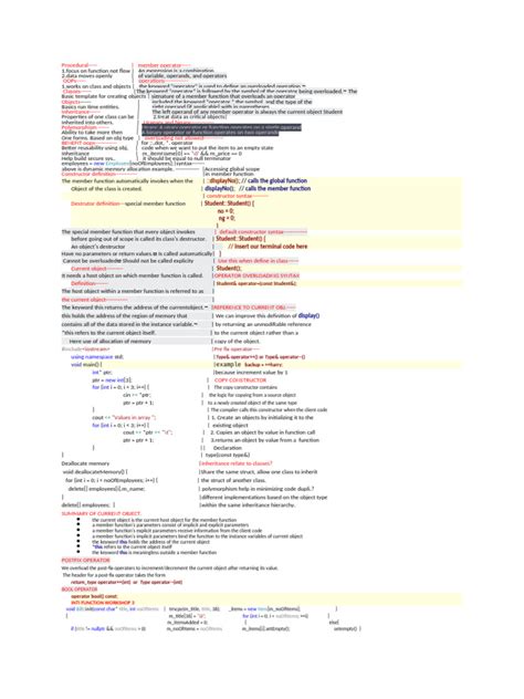 Cheatsheet For Oop244 Pdf Method Computer Programming