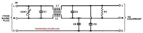 Mains 220 V Ac Line Filter Circuit For Transient Suppression Homemade