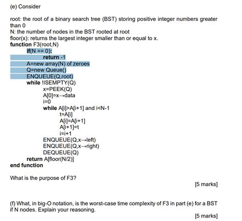 Solved E Consider Root The Root Of A Binary Search Tree