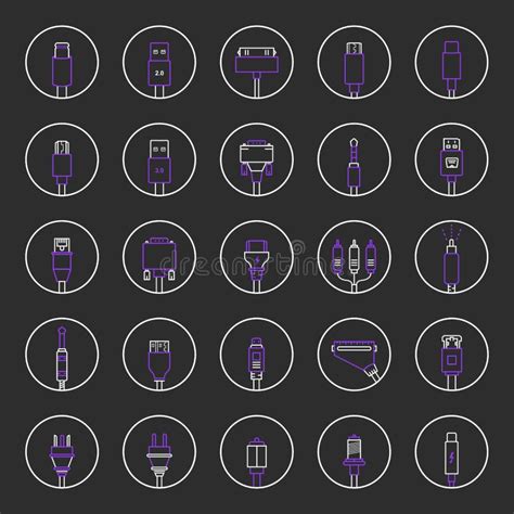 Vector Set Connectors For Pc And Mobile Devices Stock Illustration Illustration Of Computer