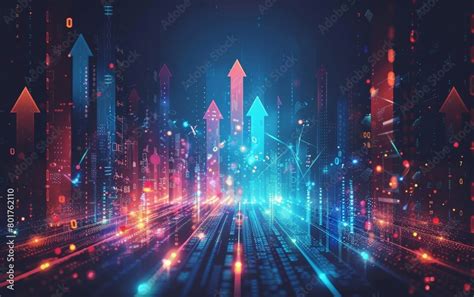 Futuristic Growth Arrow Diagram Represents Digital Innovation On A High