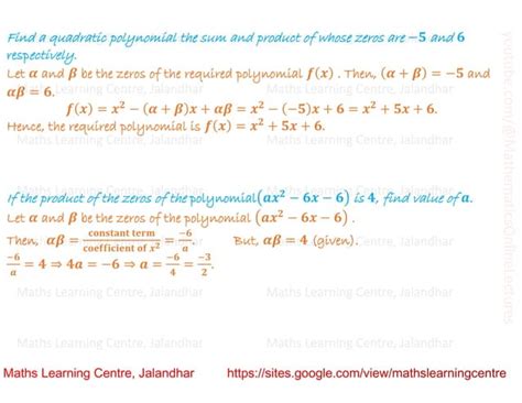 Class 10 Chapter 2 Polynomals Division Algorithm For Polynomials