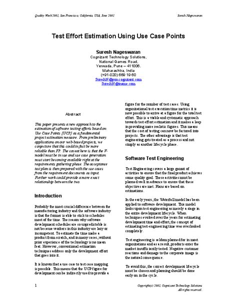 Pdf Test Effort Estimation Using Use Case Points