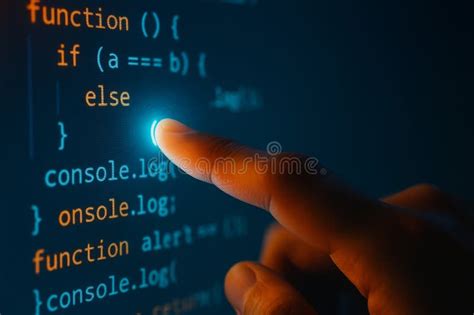 Programming Code Being Interacted With On A Digital Screen At Night
