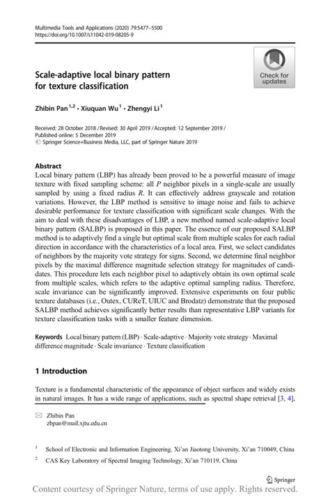 scale adaptive local binary pattern for texture classification