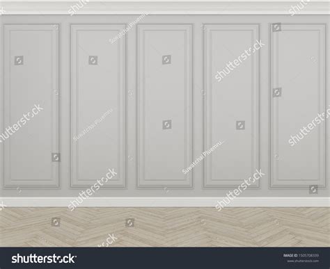 Classic Grey Wall Wood Floor3d Render Stock Illustration 1505708339