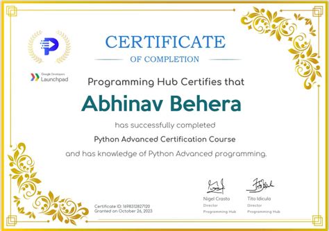 Earned Advanced Python Certification Abhinav Behera Posted On The