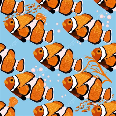 Amphiprion 흰 동가리 원활한 패턴 수중 배경 주황색 거품 생선 배경 일러스트 및 사진 무료 다운로드 Pngtree