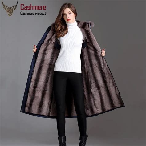 Женское пальто с мехом длинное зимнее пальто с меховым воротником пальто с подкладкой из