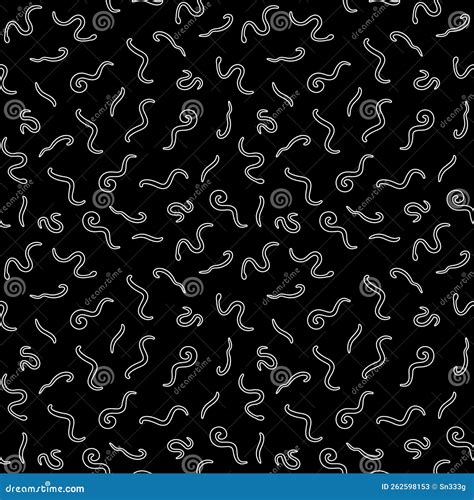 Helminths Nematodes And Intestinal Worms Vector Outline Seamless Pattern