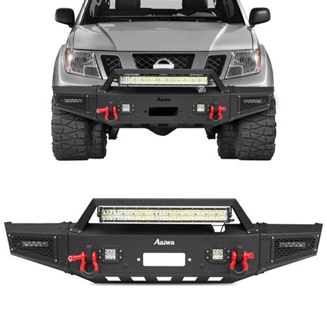 Heavy Duty Steel Front Bumper For 2005 2021 Nissan Frontier With Led L