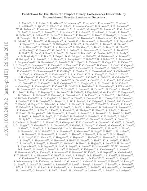 Pdf Predictions For The Rates Of Compact Binary Coalescences Observable By Ground Based