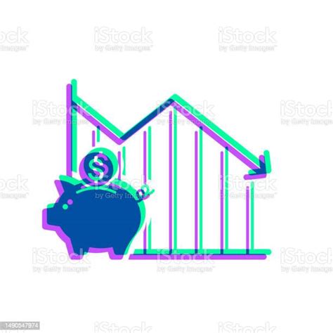 감소된 달러 절감 차트 흰색 배경에 두 가지 색상이 오버레이된 아이콘 3차원 형태에 대한 스톡 벡터 아트 및 기타 이미지 3