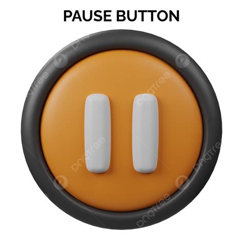 3d Orange Pause Button Icon With Black Border For Ui And Web Design