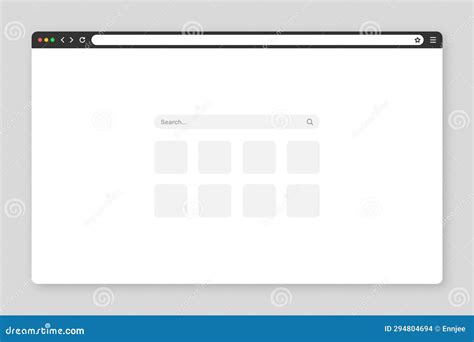 Blank Web Browser Window With Tab Toolbar And Search Field Modern
