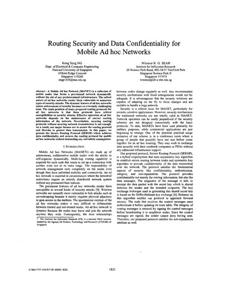 Pdf Routing Security And Data Confidentiality For Mobile Ad Hoc Networks