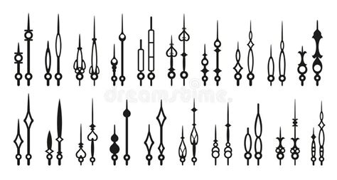 Black Clock Hands Isolated Watch Arrows Pointers Stock Vector