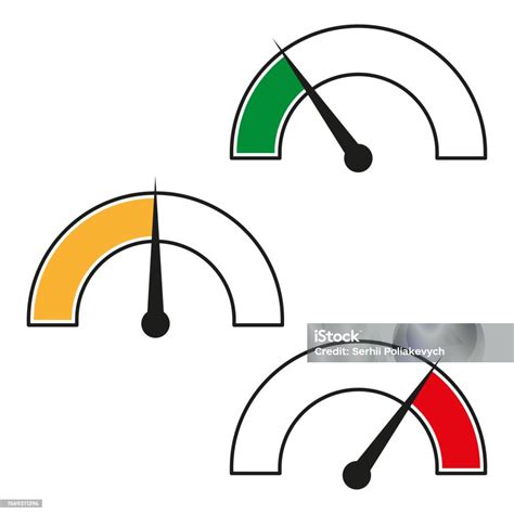 압력 게이지 레벨 개념 화살표가 있는 컬러 속도계 벡터 그림입니다 주당순이익 10 문자반에 대한 스톡 벡터 아트 및 기타 이미지 문자반 가득 찬 가솔린 Istock