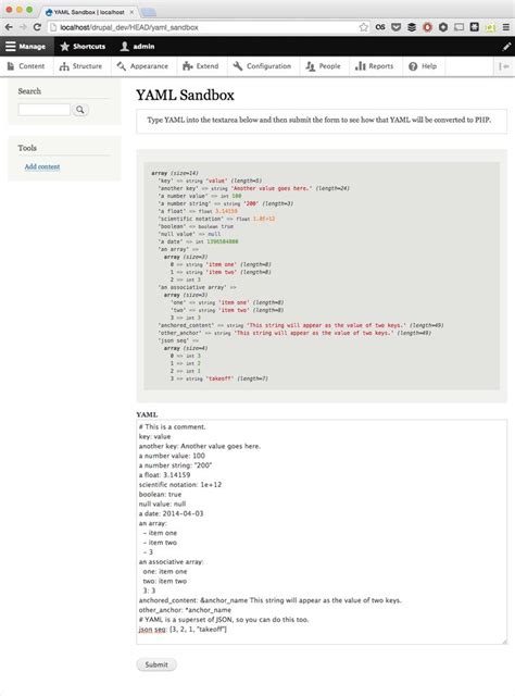 YAML Sandbox Example Sandbox Drupal Notations