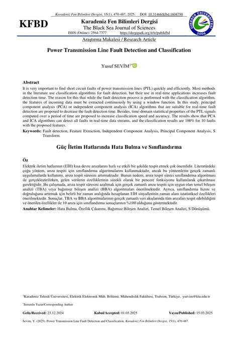 pdf power transmission line fault detection and classification