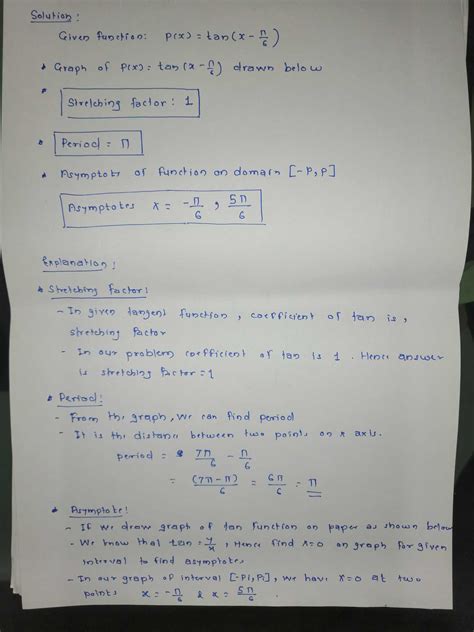 [solved] Sketch Two Periods Of The Graph Of The Function P X Tan X−π 6