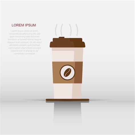 플랫 스타일의 커피 아이콘 커피 머그잔 벡터 만화 그림 그림 음료 비즈니스 스플래시 효과 프리미엄 벡터