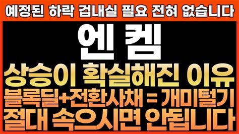 엔켐 주가전망 예정된 하락 겁내실 필요 전혀 없습니다 상승이 확실해진 이유 블록딜 전환사채 개미털기 절대 속으시면 안됩니다 최프로 Youtube