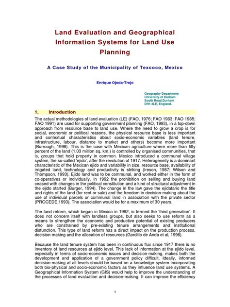 Land Evaluation And Geographical Information Systems For Land Use Planning Pdf Geographic