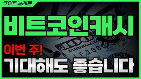 긴급 비트코인캐시 이번주 기대하셔도 좋습니다 Youtube