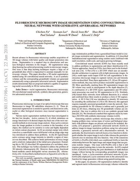 Fluorescence Microscopy Image Segmentation Using Convolutional Neural Network With Generative